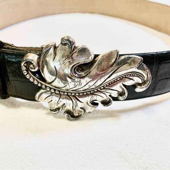 Brighton | Accessories | Vintage Brighton Croc Embossed Black Leather ...